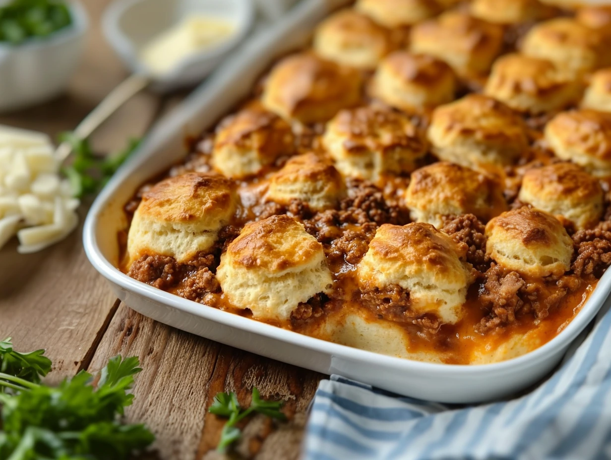 Sloppy Joe Biscuit Casserole - EpicDessert
